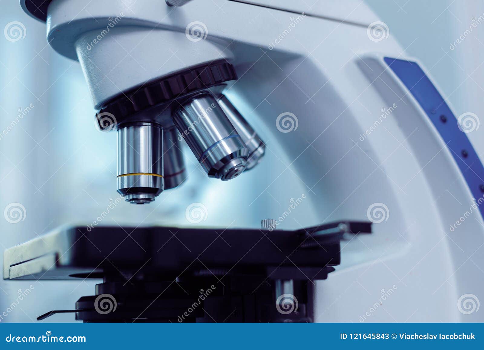 Close Up of a Professional Microscope Stock Image - Image of monitoring ...