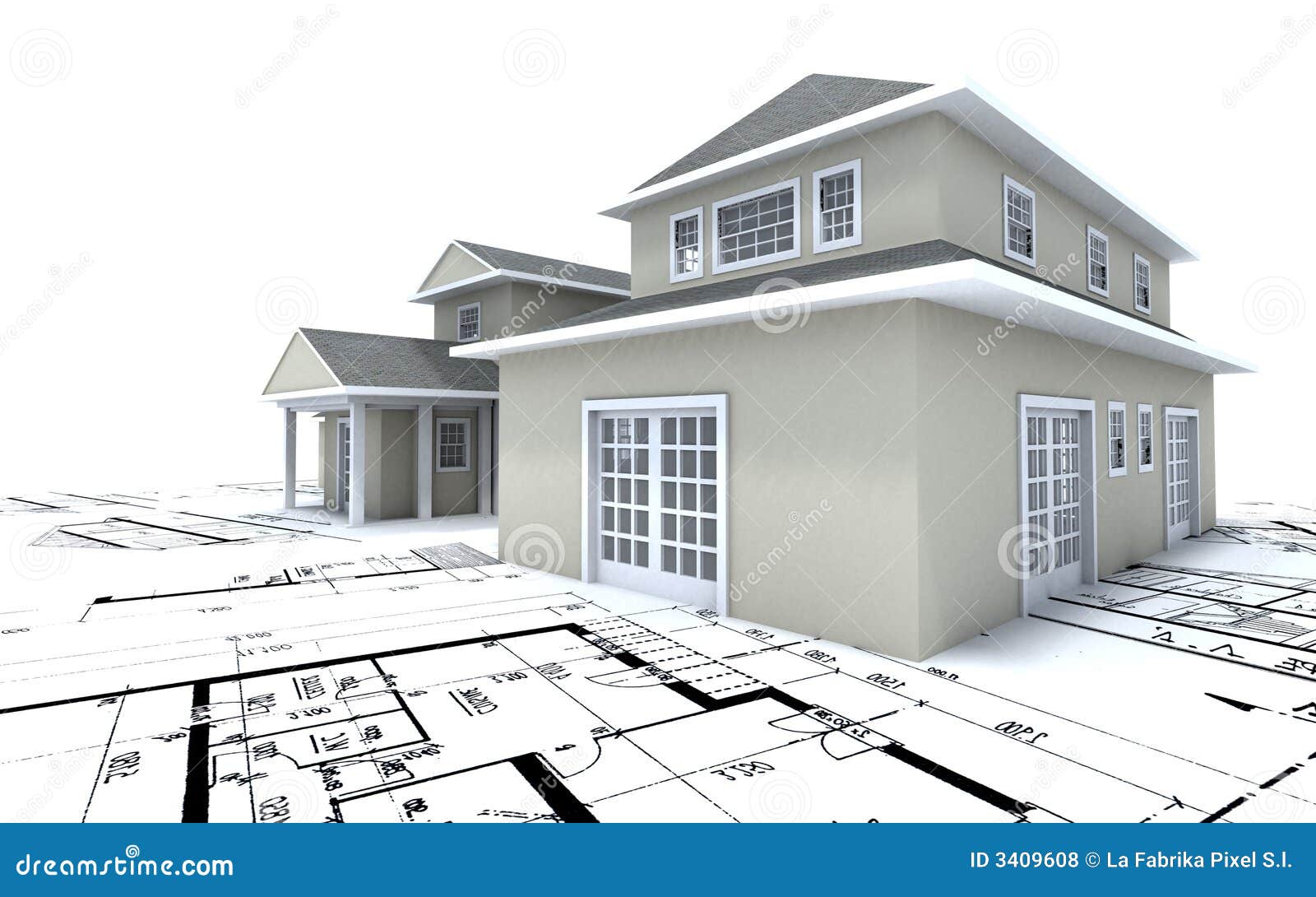 Expensive House on Blueprints Stock Illustration - Illustration of home ...