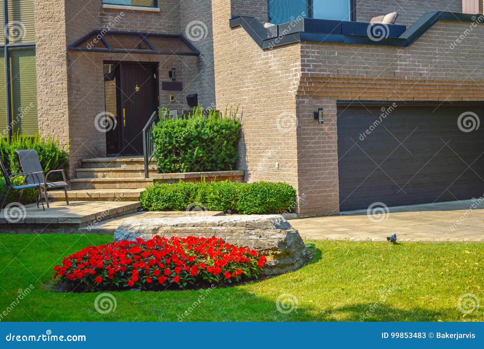 Expensive Modern House with Huge Windows Stock Image - Image of ...