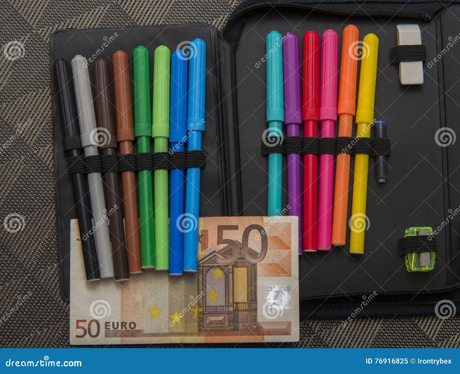 Expensive School Theme, Pencil Case with Euro Money Stock Image - Image ...