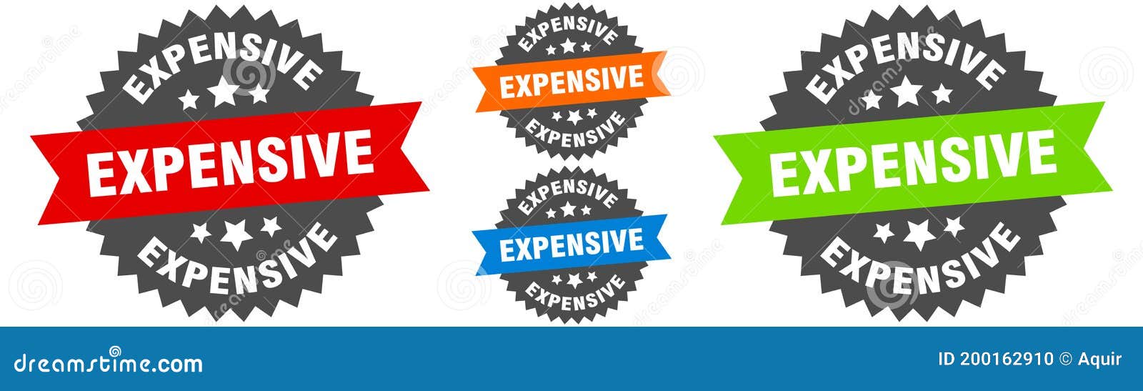 Expensive Sign. Round Ribbon Label Set. Seal Stock Vector ...