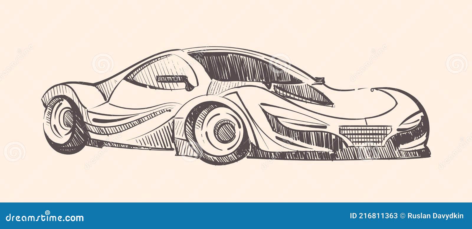 Expensive Sport Car Sketch Vector Illustration Art Stock Vector ...