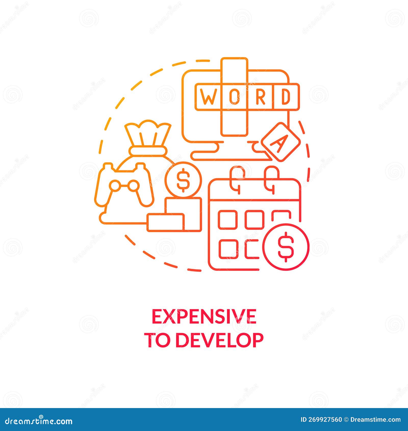Expensive To Develop Red Gradient Concept Icon Stock Vector ...