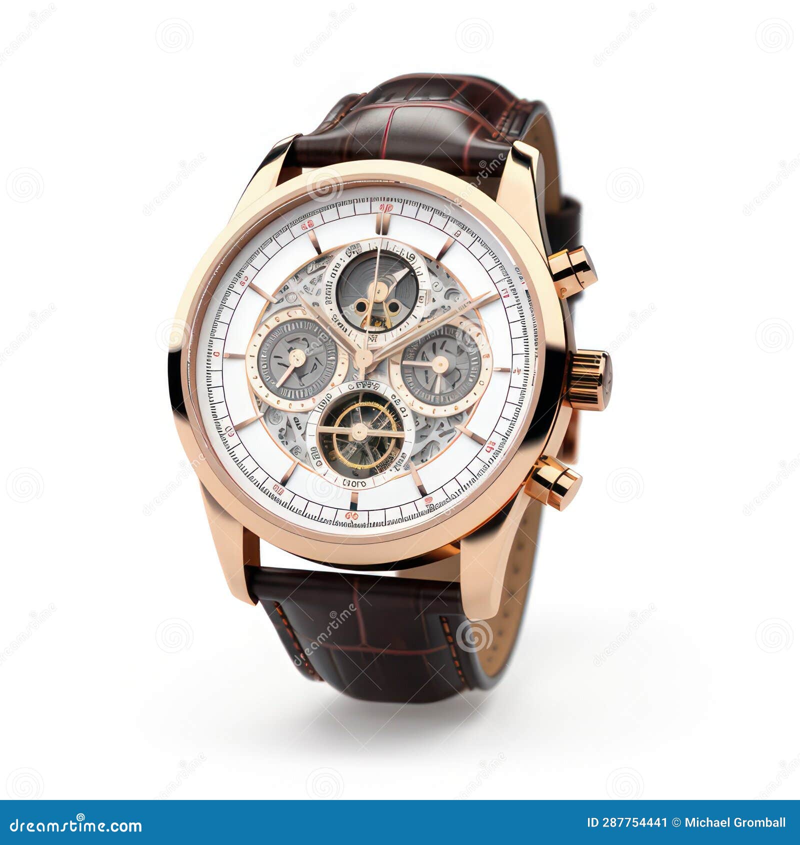 Expensive Watch with Clock Faces Isolated on White Created with ...