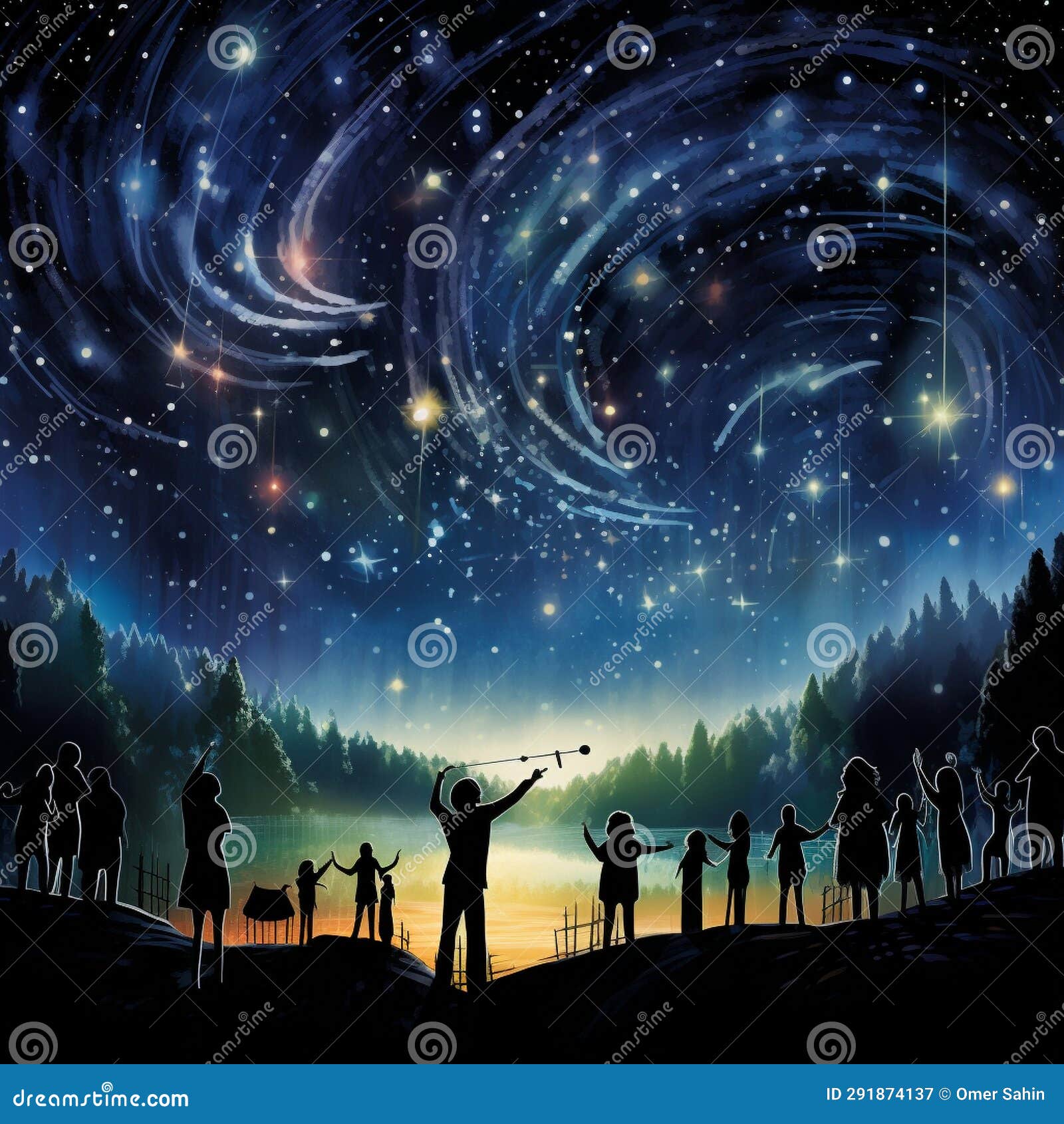 Celestial Performance: Meteor Shower Symphony Stock Image - Image of ...