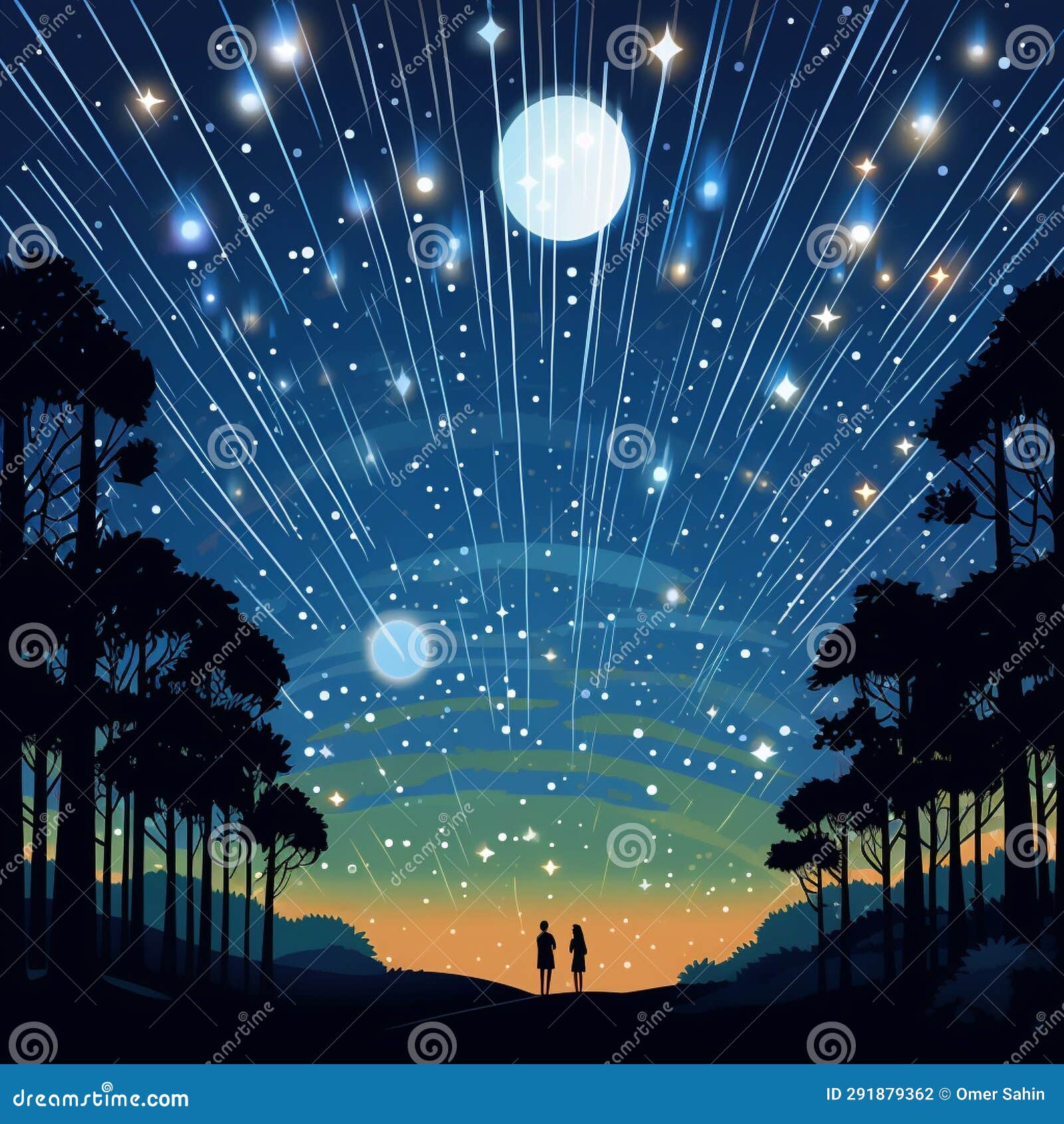 Celestial Performance: Meteor Shower Symphony Stock Photo - Image of ...