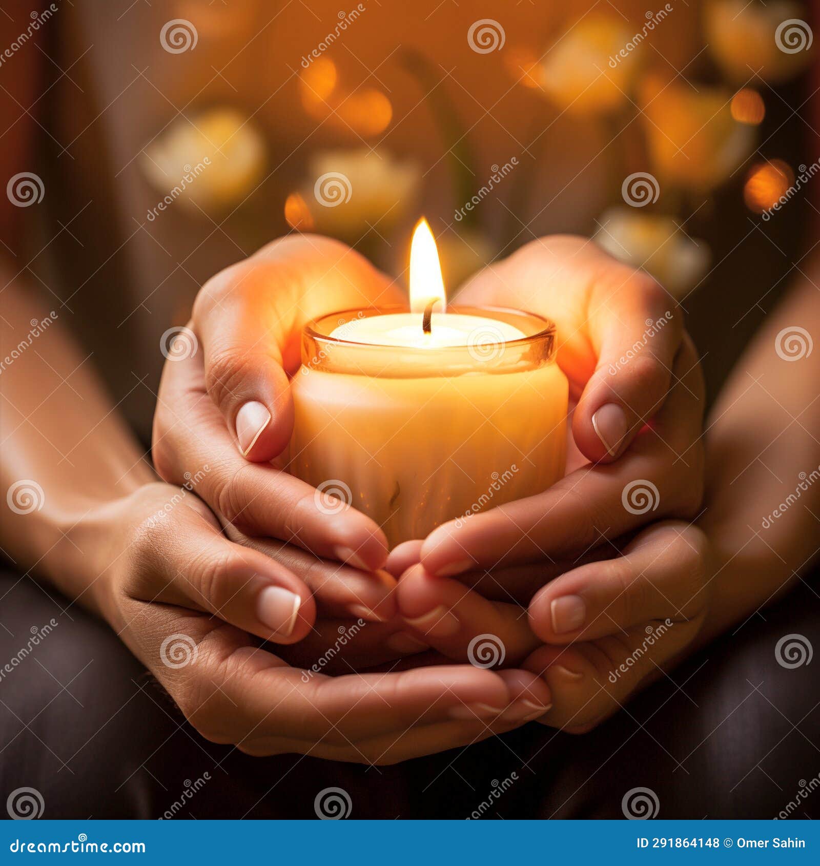 Two Hands Holding Lit Candles Stock Photo - Image of harmonious, flames ...