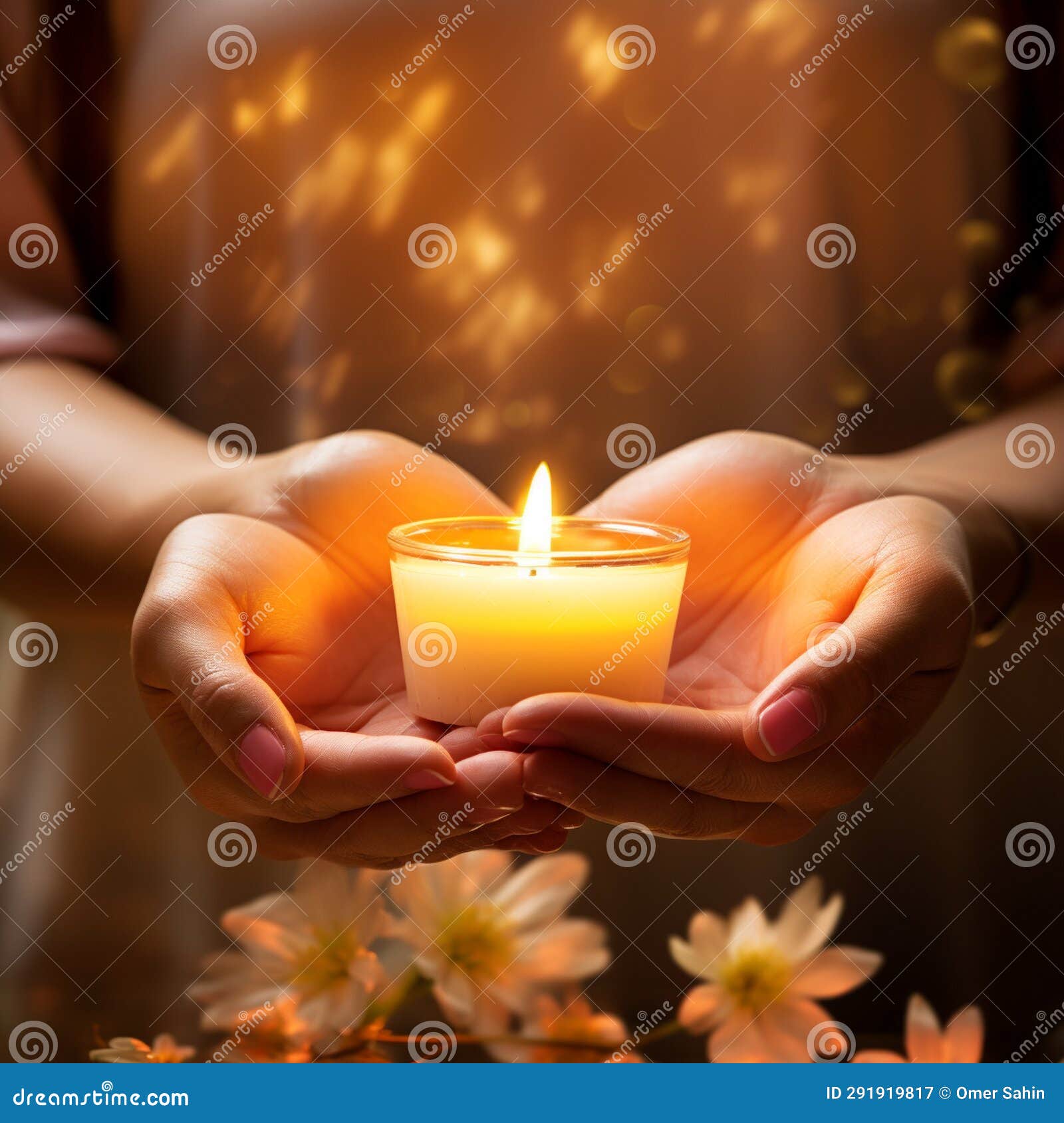 Two Hands Holding Lit Candles Stock Illustration - Illustration of ...