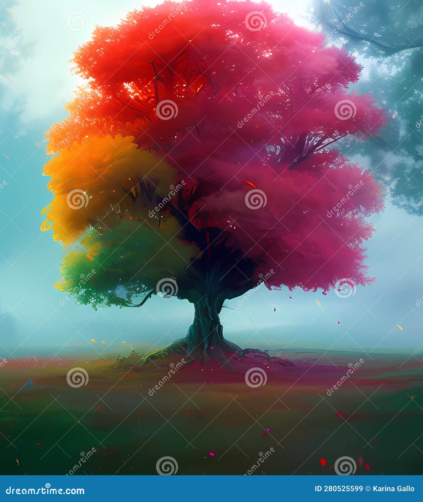 Chromatic Serenity - the Colorful S-Shaped Tree Stock Illustration ...