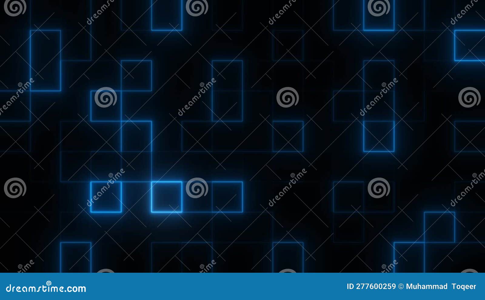 Abstract Blue Color Glowing Neon Boxes in Blinking Motion Modern Looped ...