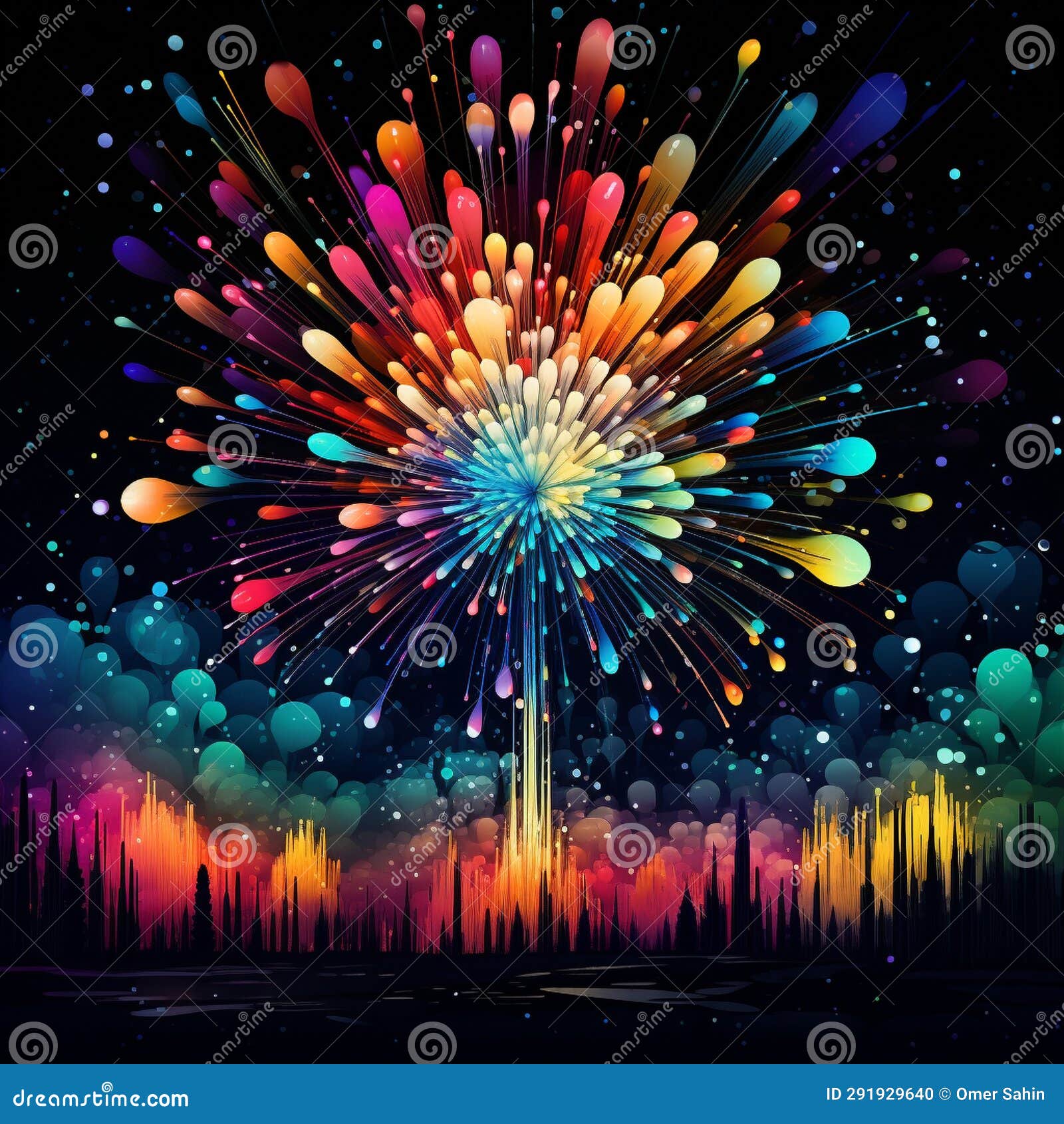 Midnight Mirage: Illusionary Fireworks Lighting Up the Night Stock ...