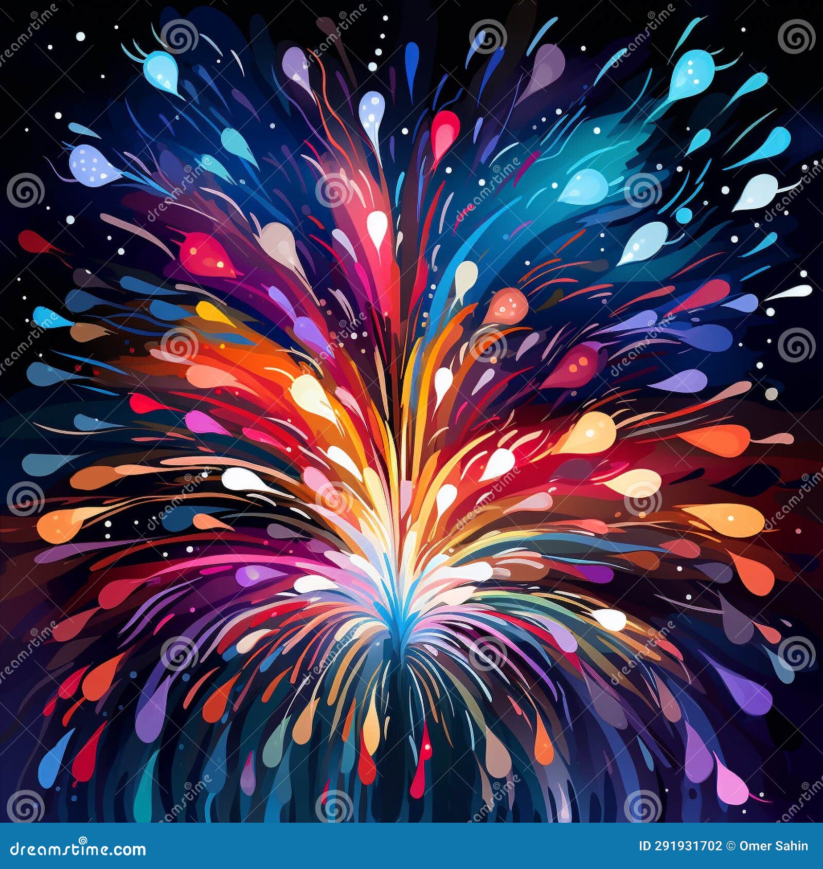 Midnight Mirage: Illusionary Fireworks Lighting Up the Night Stock ...