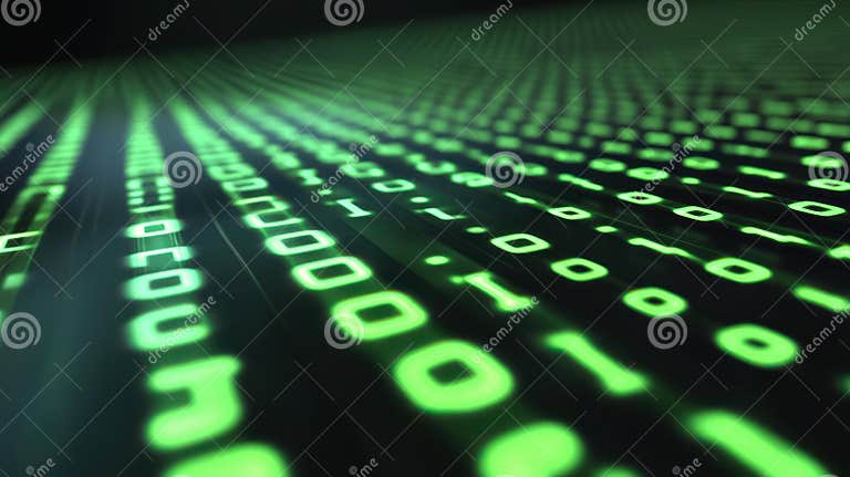 Experience a Captivating View of Binary Code Flowing in a Green Matrix ...