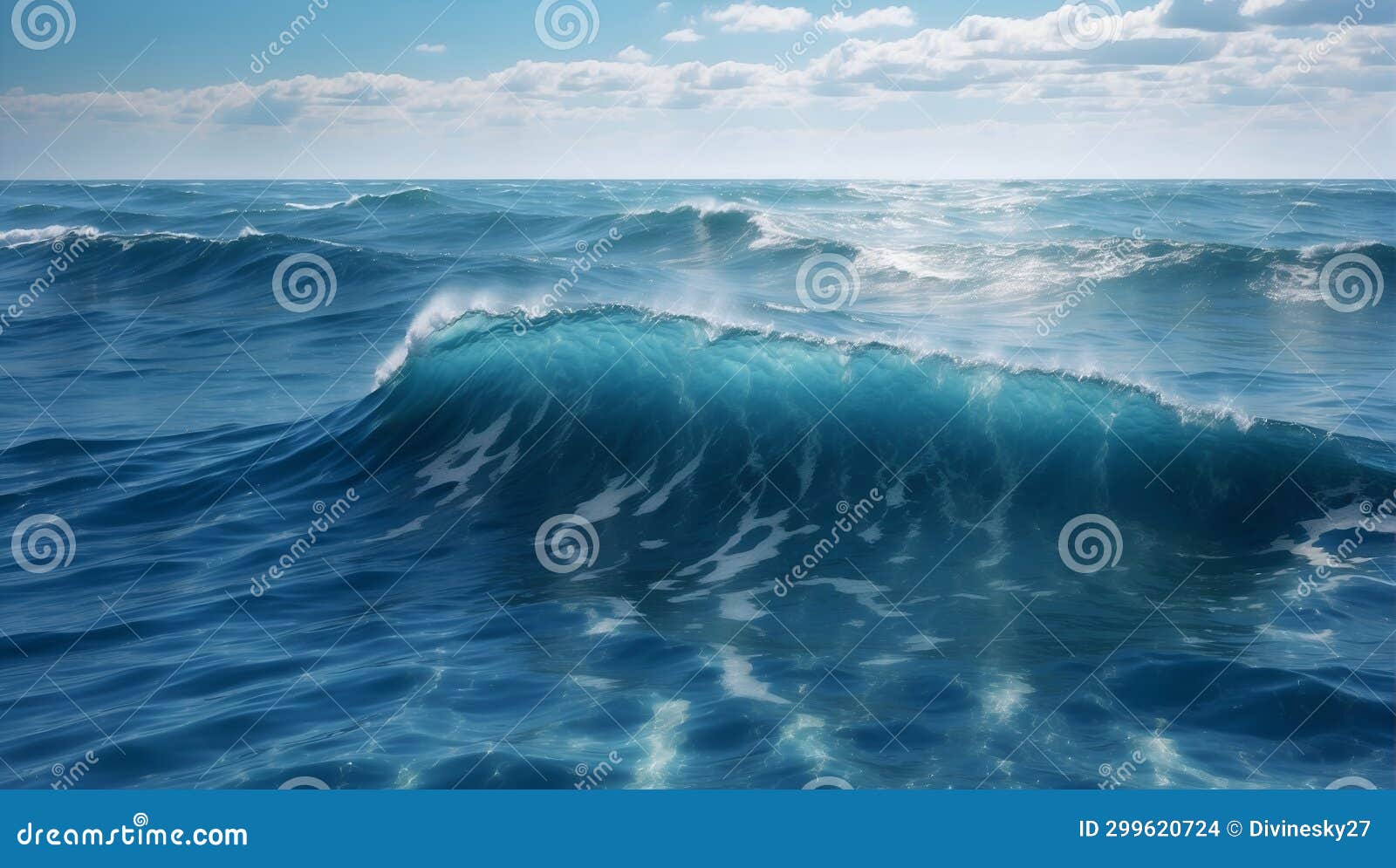 Blue Wave Cascade Harmony: Azure Bliss. AI Generate Stock Illustration ...