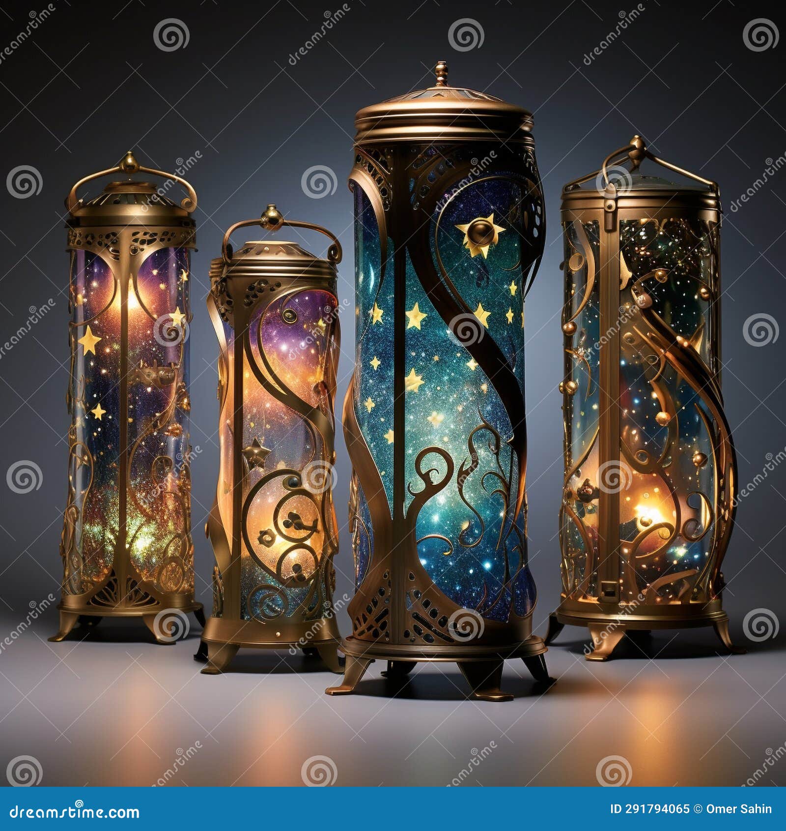 Decorative Lanterns in Celestial Symphony Stock Image - Image of ...