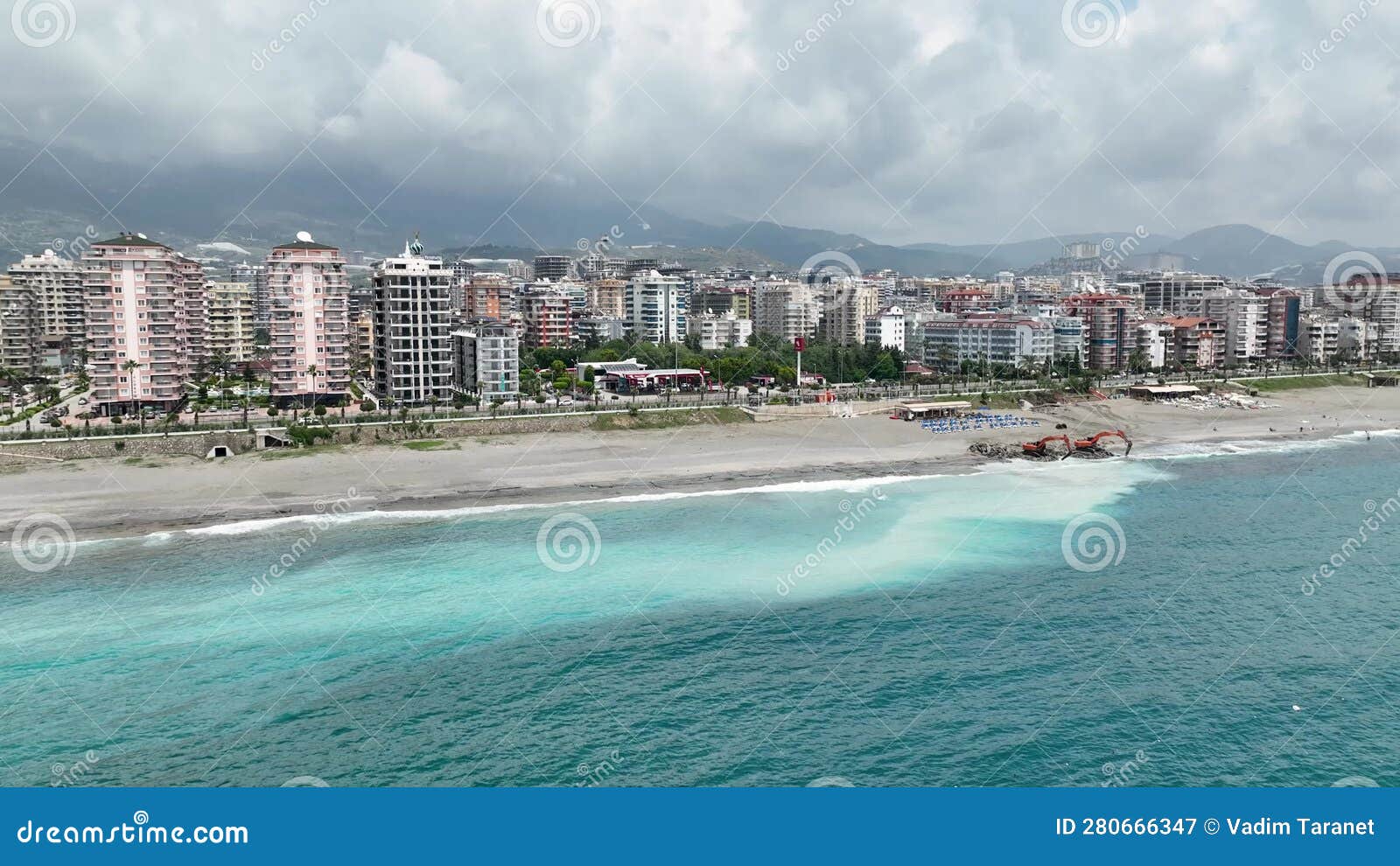 Dynamic Beach Reshaping: Aerial View of Massive Breakers on the Rocky ...