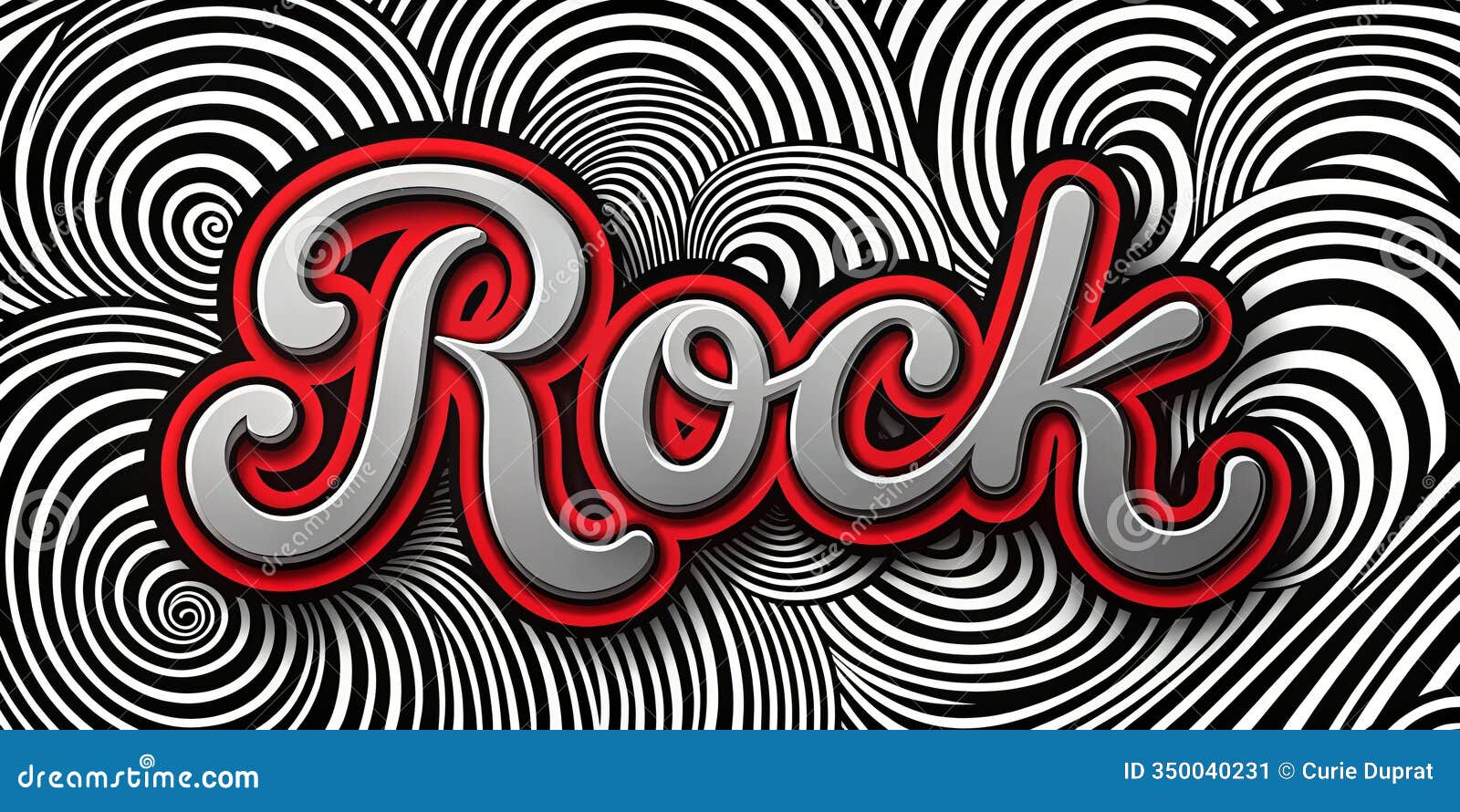 Bold Cursive ROCK Word Art with Psychedelic Swirls Vibrant Design for ...