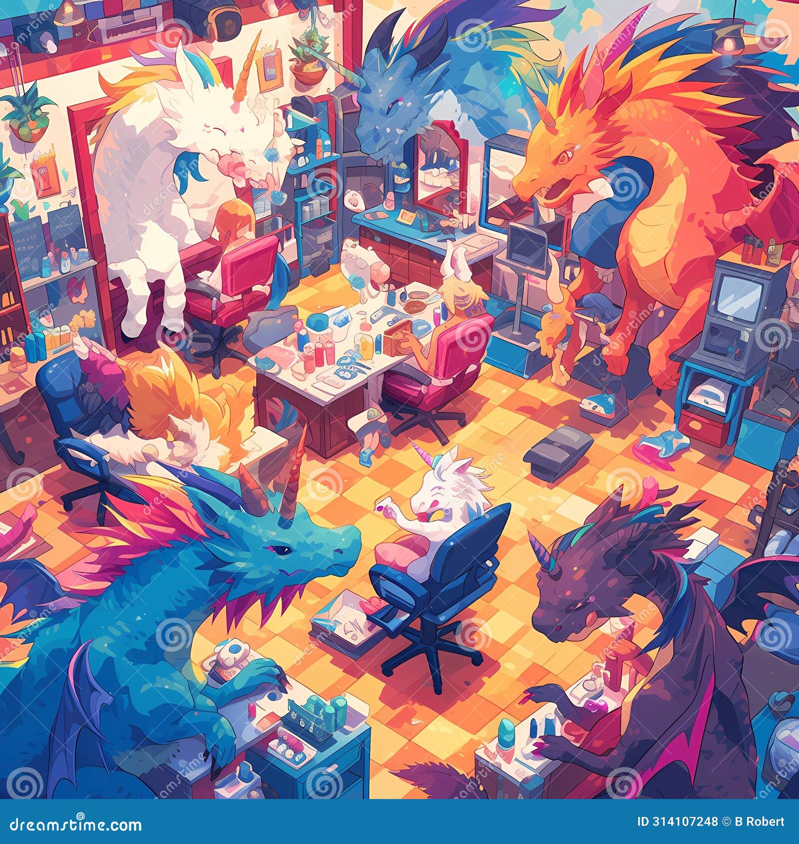 Dragon S Office - Mythical Creatures in a Modern Setting Stock ...