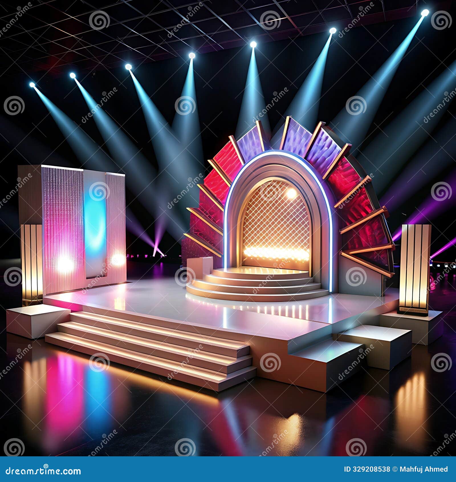 Creative and Unique Luxurious Event Stage Background Illustration Stock ...