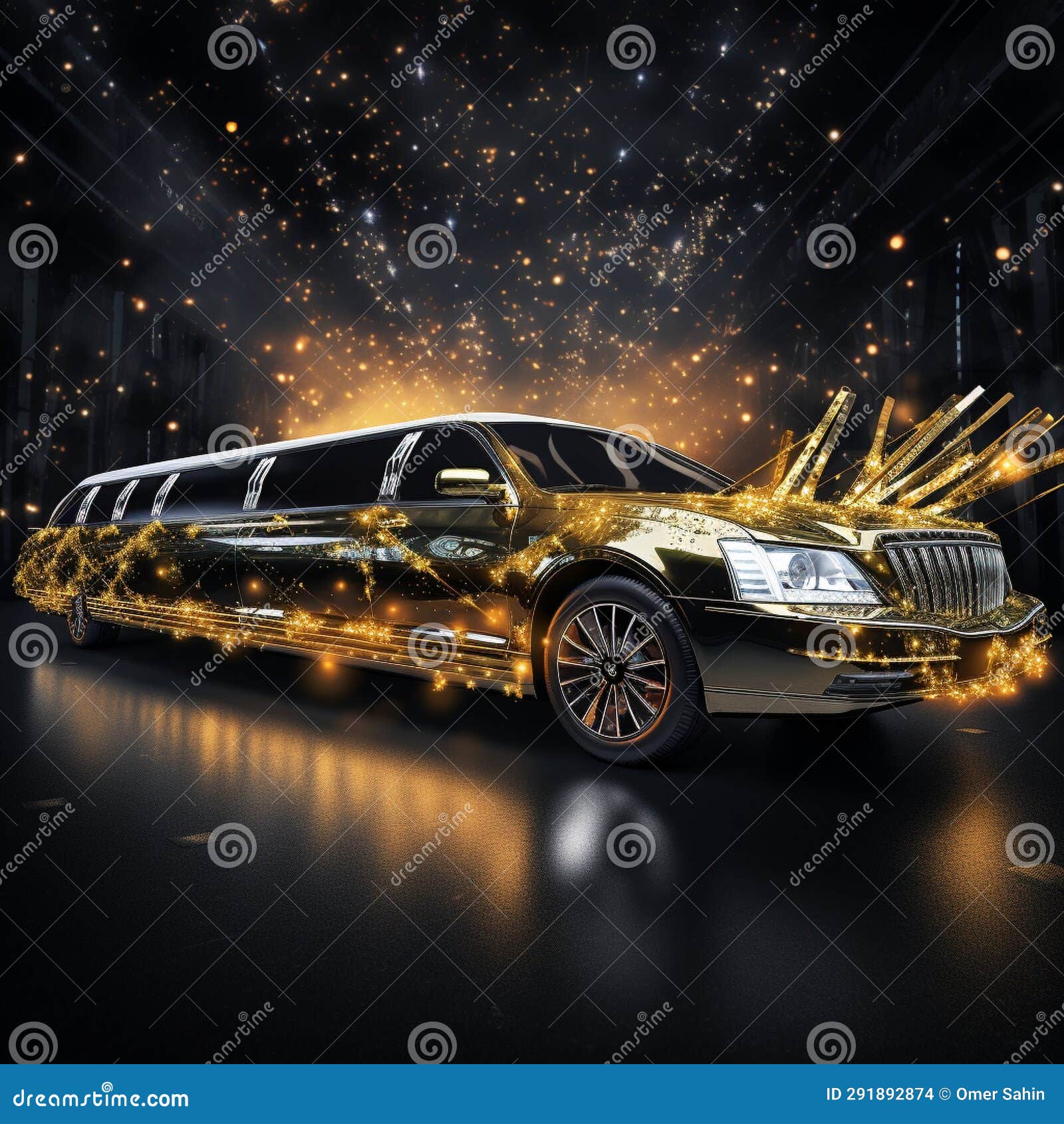 Luxurious Limousine Under Spotlight Stock Photo - Image of sleek ...