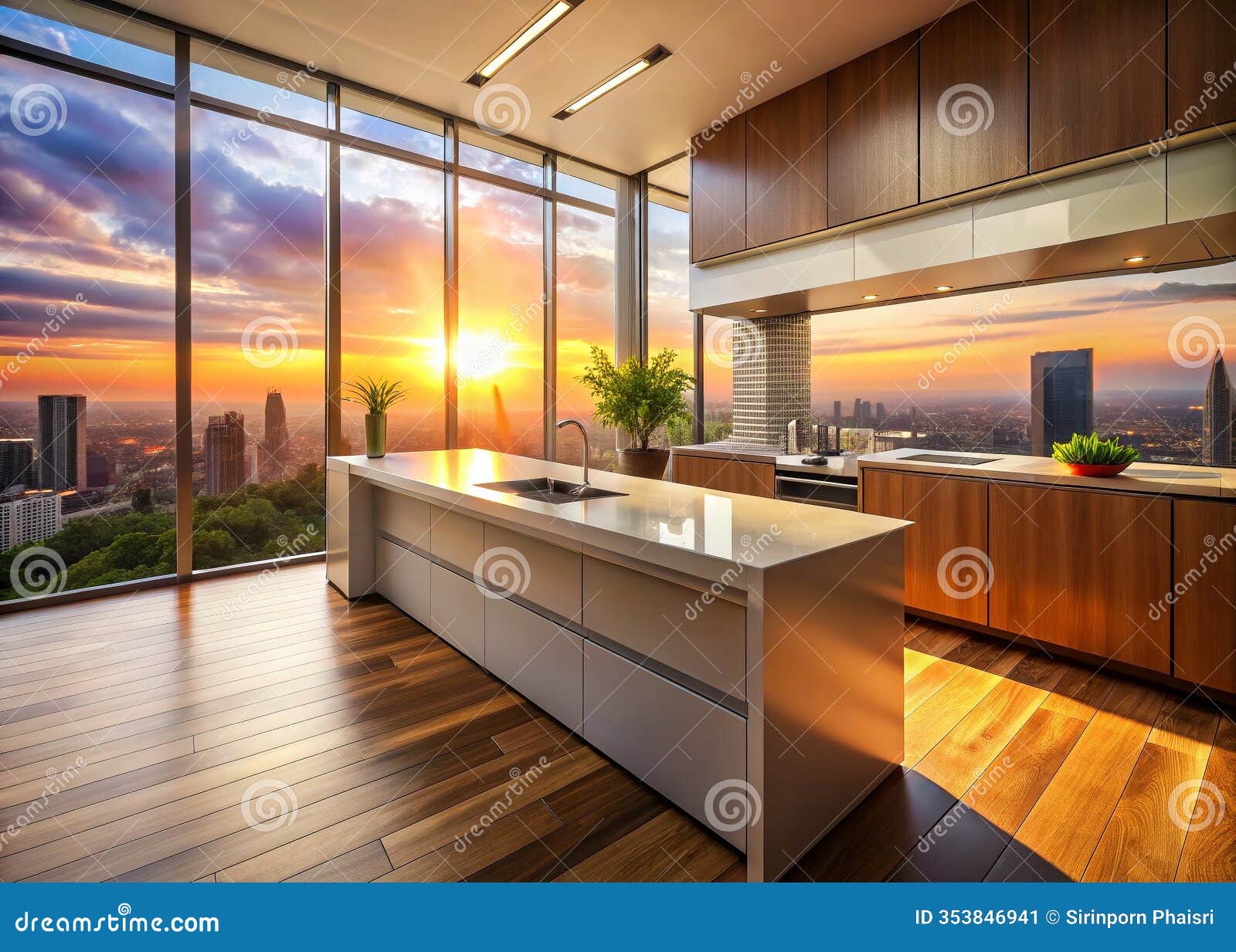 Stunning Cityscape Kitchen Minimalist Design with a Panoramic View ...