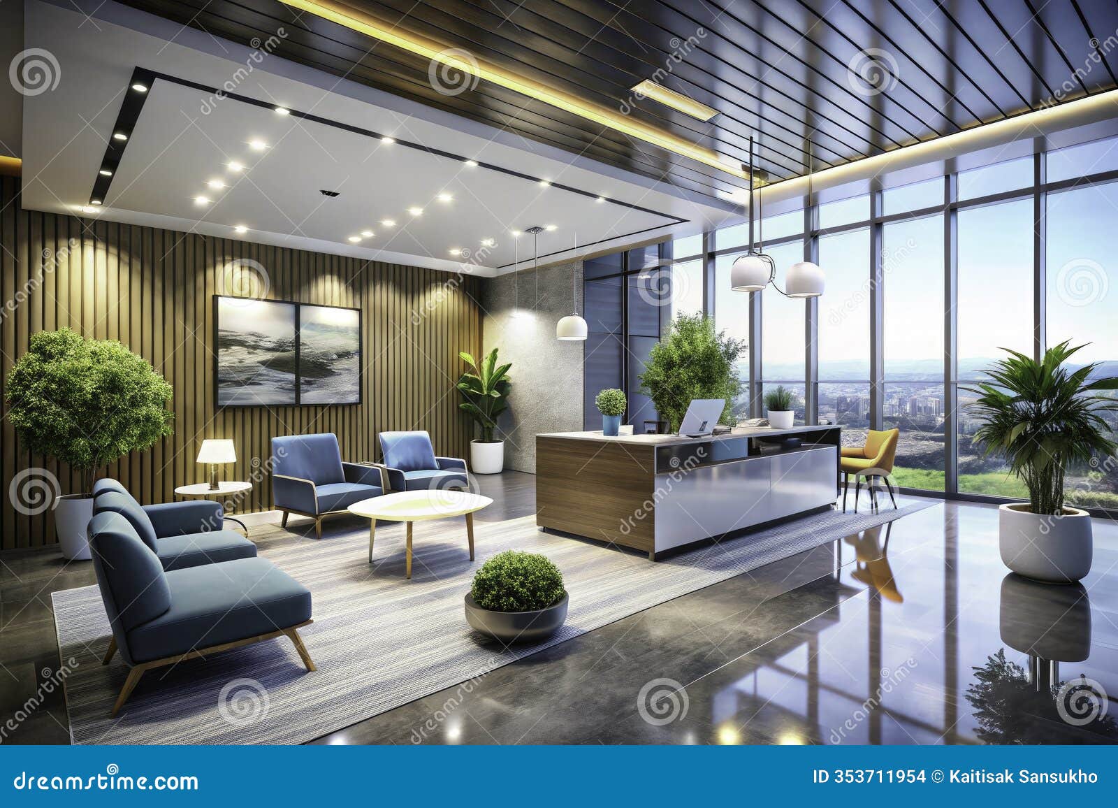 Stunning Modern Office Reception Design 3D Renderings Showcase a ...