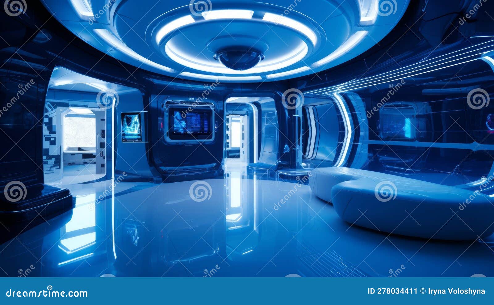 Award-winning Bionic Design with Royal Blue and Shiny White Walls in ...
