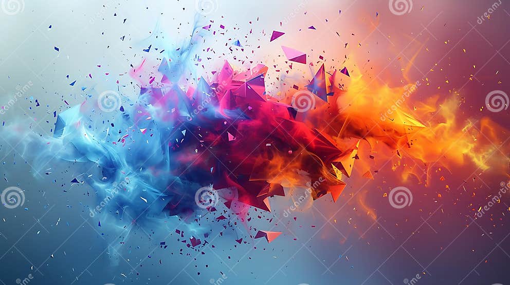 "Dynamic Abstract Explosion of Geometric Triangles in Captivating Stock ...