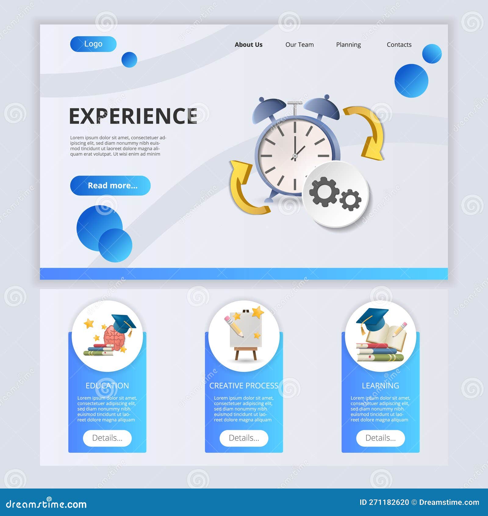 Experience Flat Landing Page Website Template. Education, Creative ...