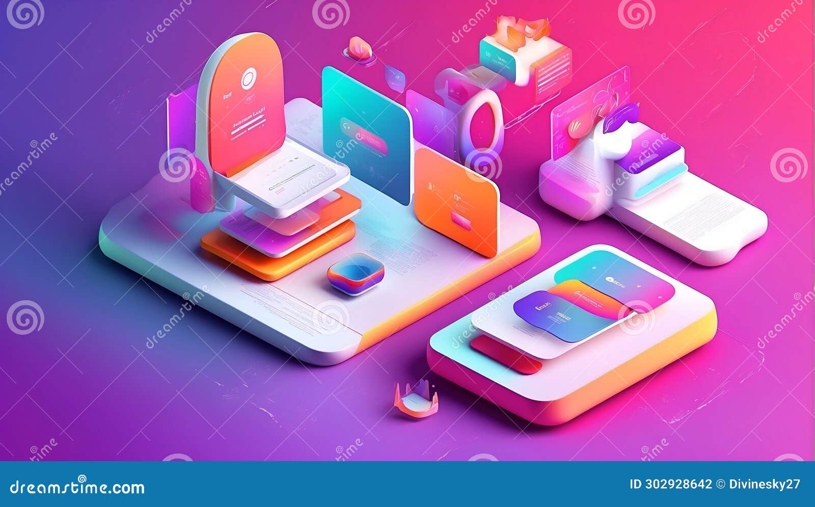 Fluid Fusion: Dynamic UI UX Template with Gradients. AI Generate Stock ...