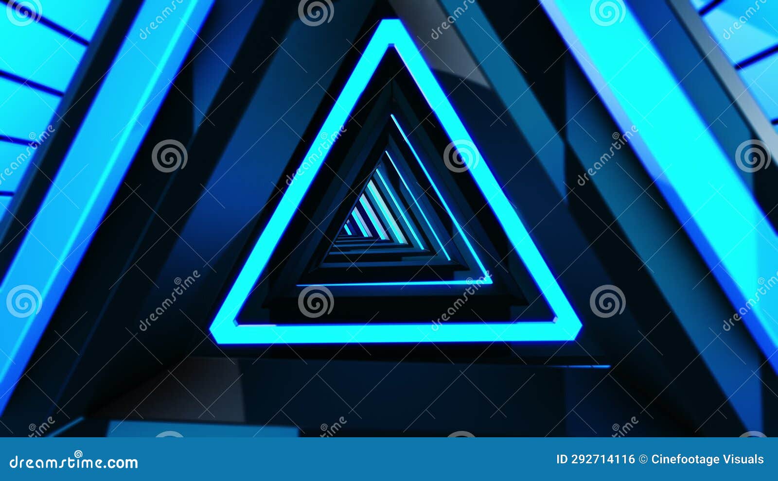Hi-tech Abstract Triangular Glowing Tunnel, Loopable Stock Footage ...