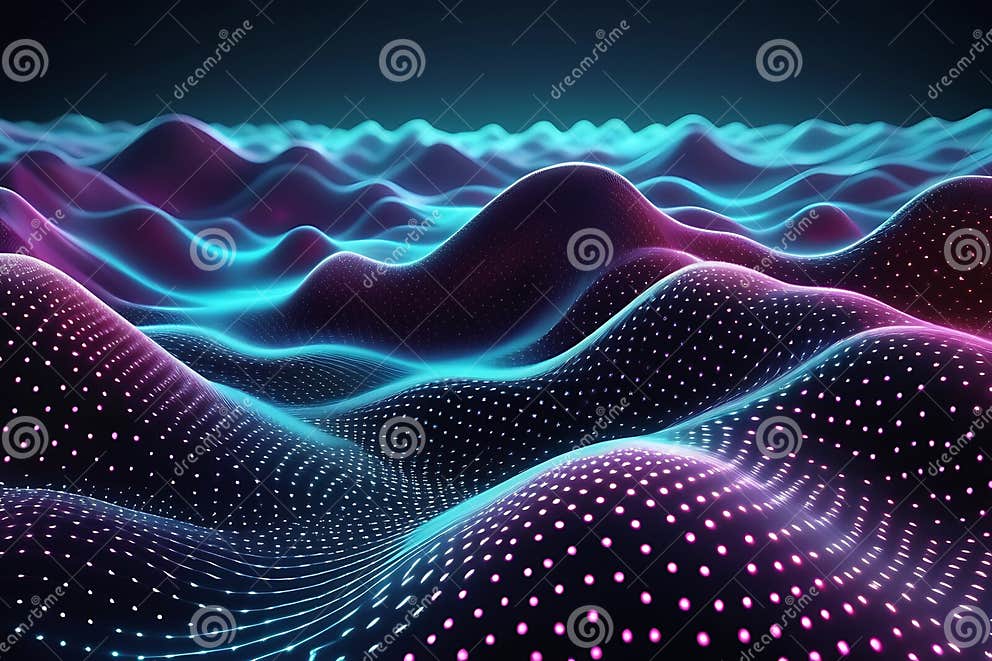 3D Abstract Waves, Big Data Visualization, Pulsating and Floating Waves ...
