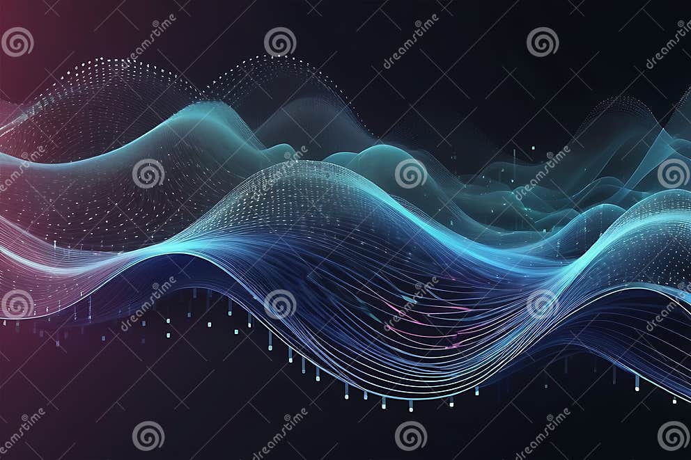 3D Abstract Waves, Big Data Visualization, Pulsating and Floating Waves ...