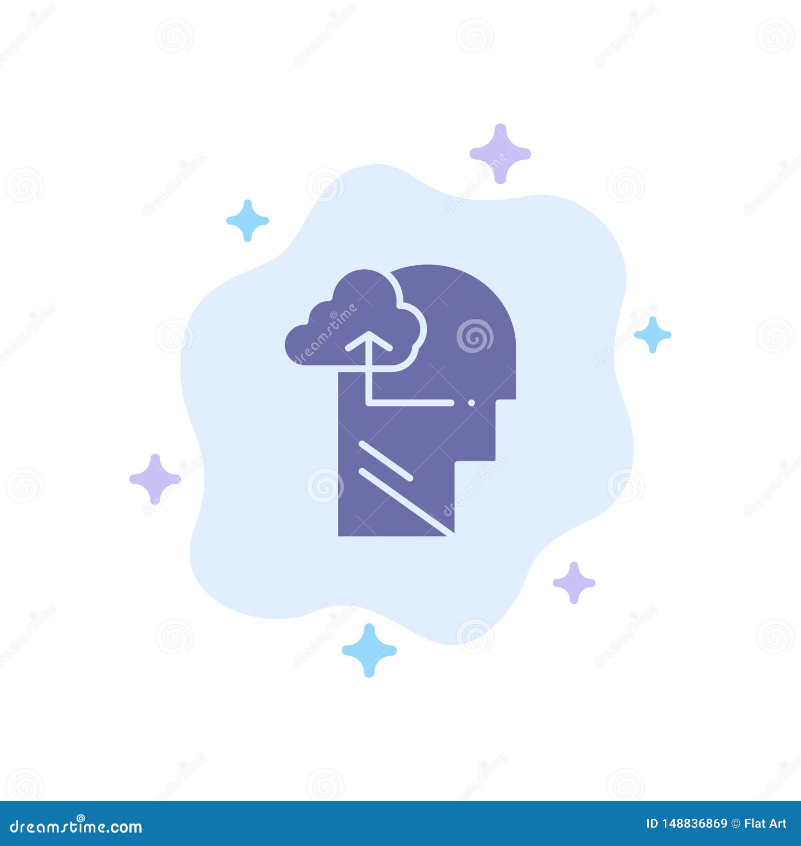 Experience, Gain, Mind, Head Blue Icon on Abstract Cloud Background ...