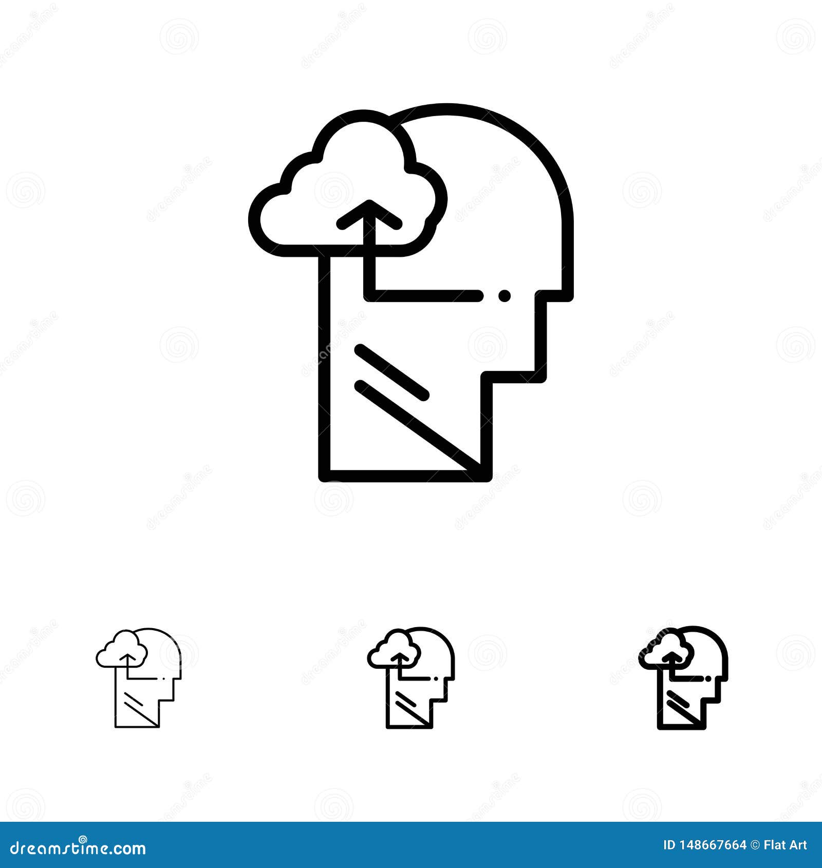 Experience, Gain, Mind, Head Bold and Thin Black Line Icon Set Stock ...