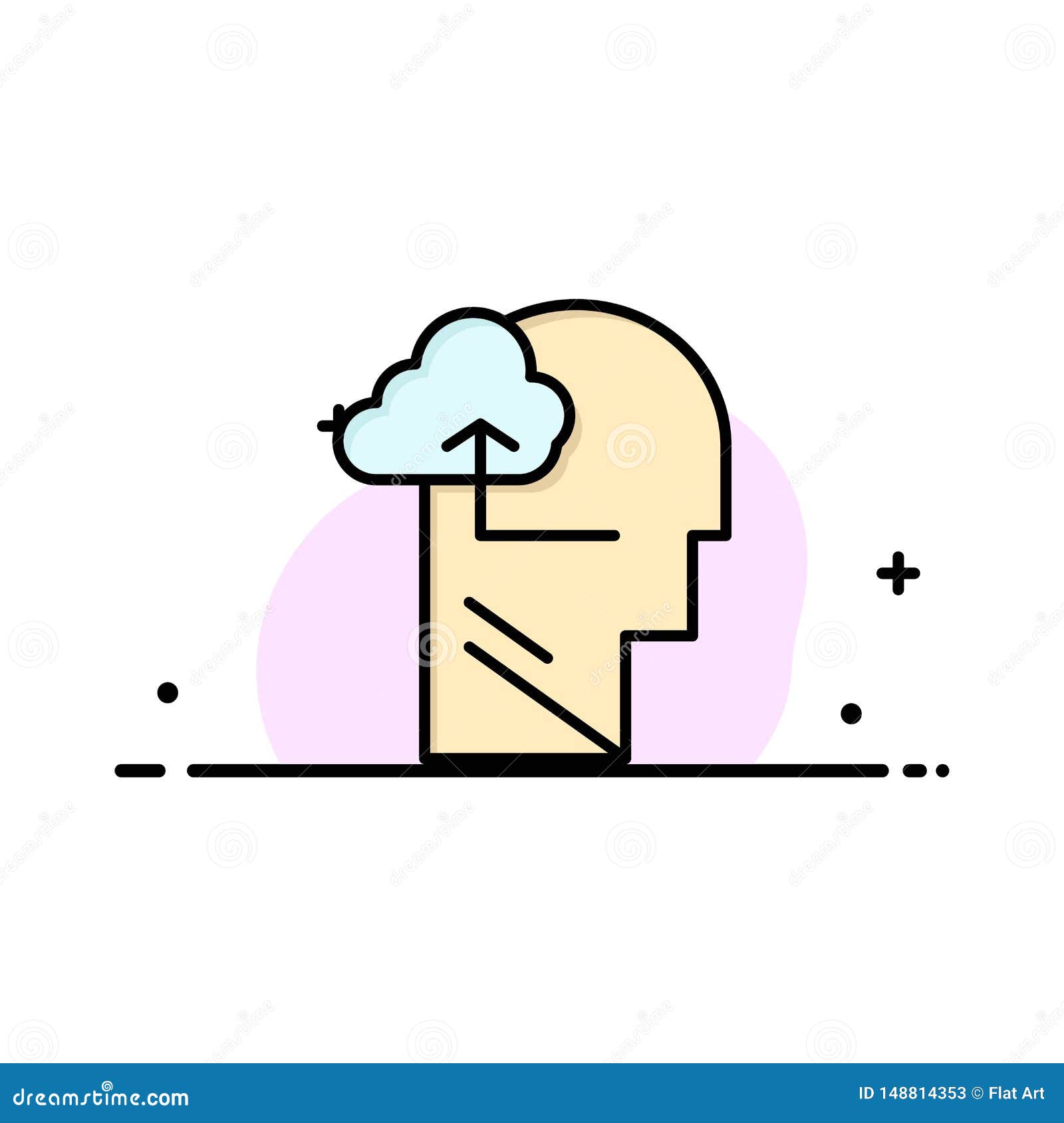 Experience, Gain, Mind, Head Business Flat Line Filled Icon Vector ...