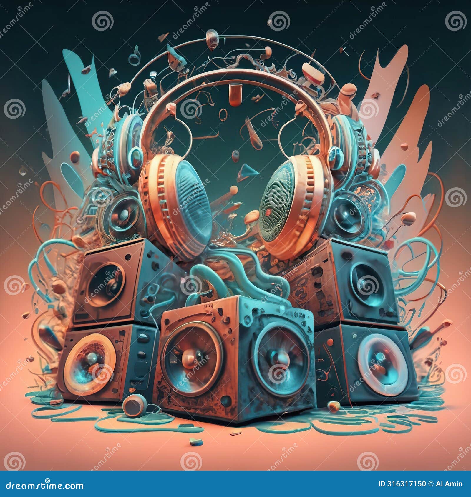 Digital Art Harmonizing Music and Sound Stock Illustration ...