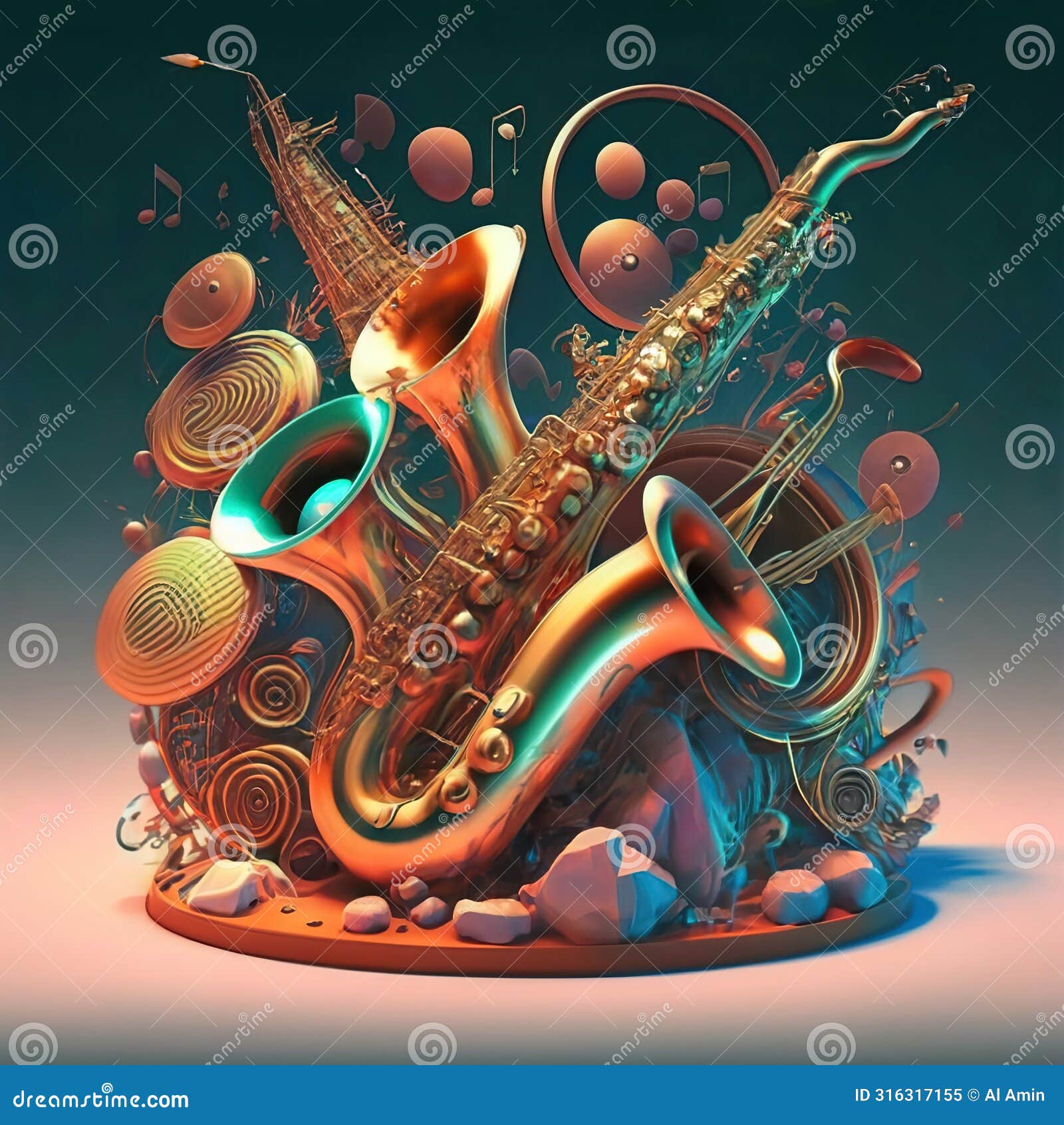 Digital Art Harmonizing Music and Sound Stock Illustration ...
