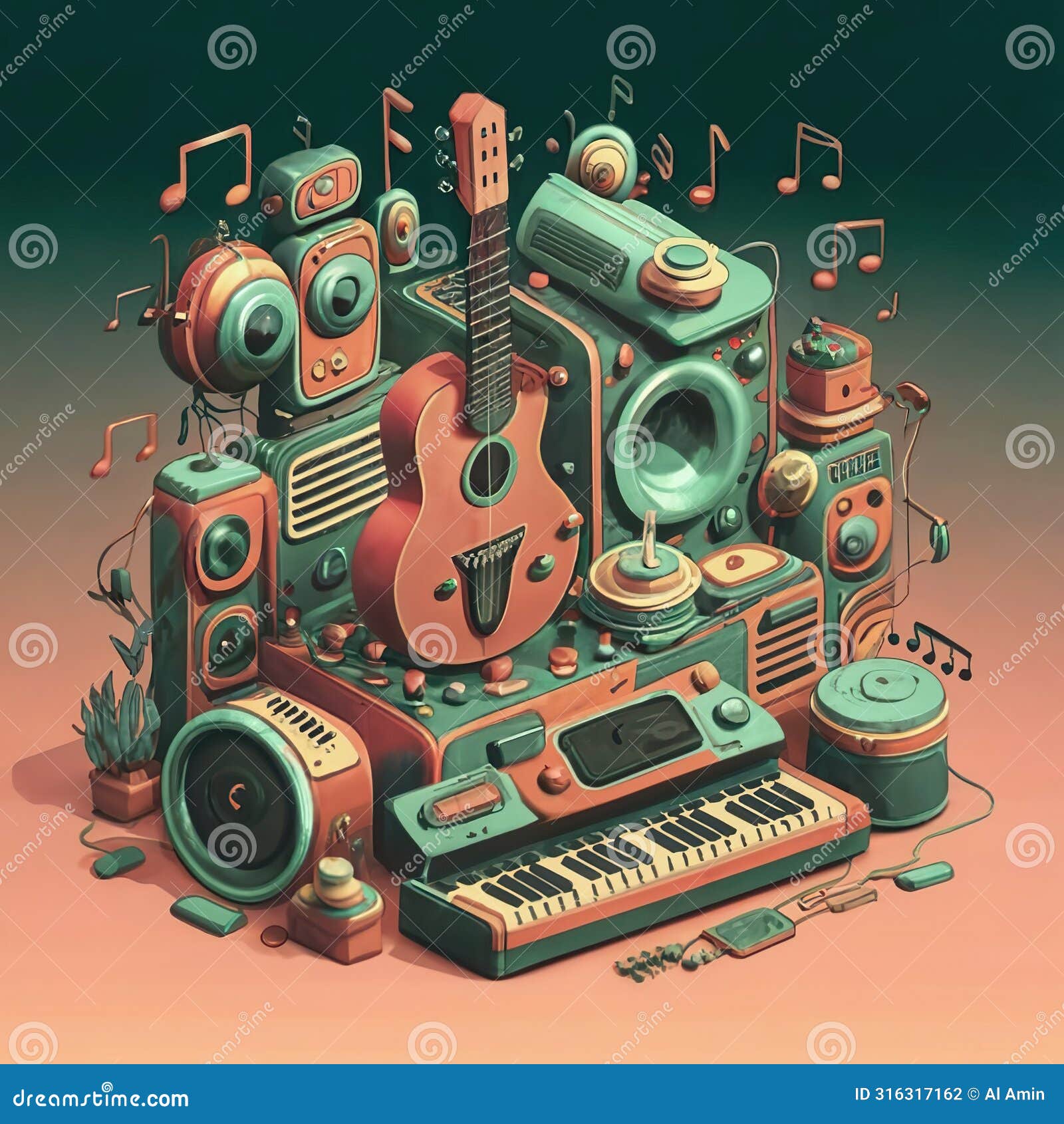 Digital Art Harmonizing Music and Sound Stock Illustration ...