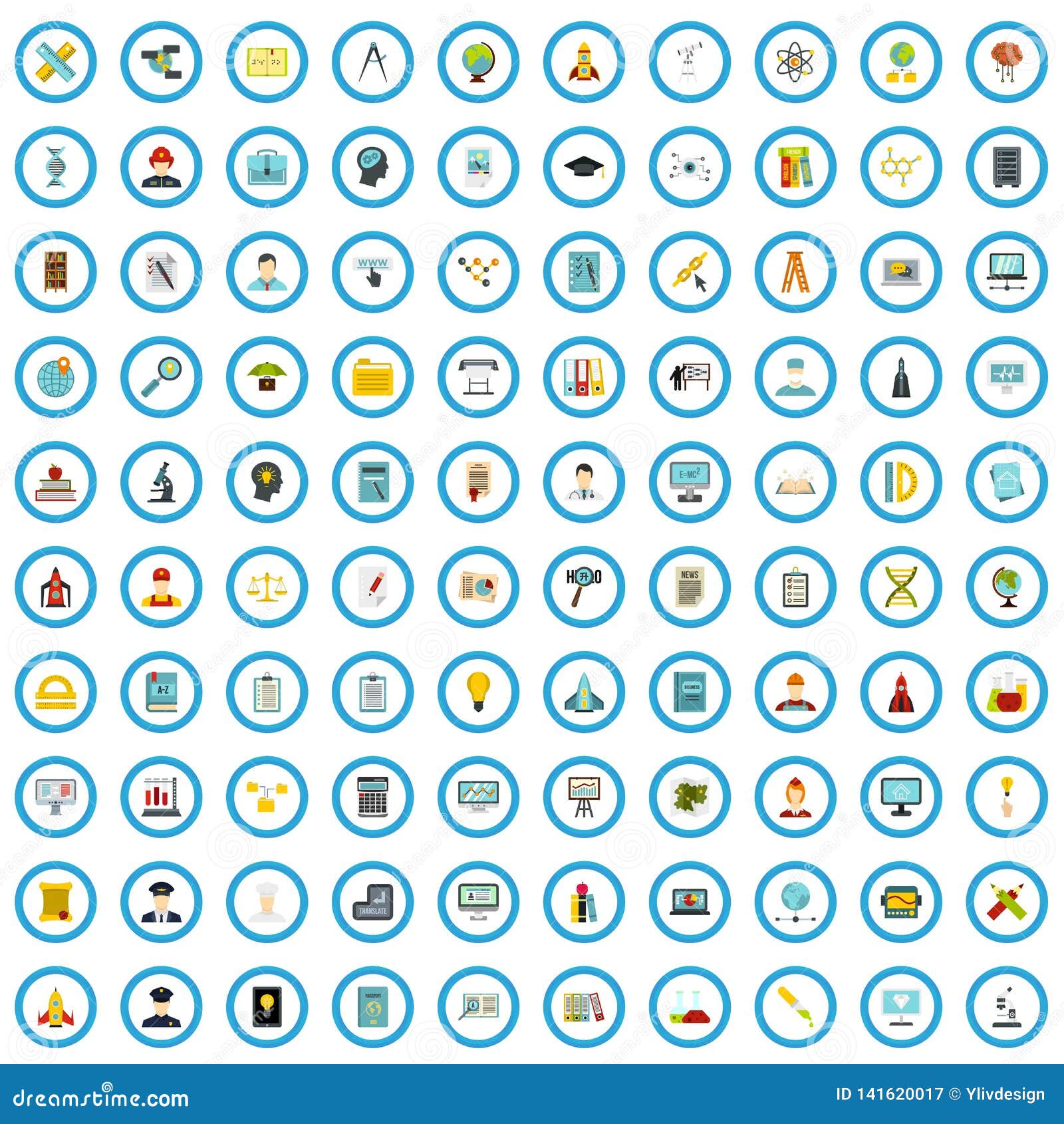 100 Experience Icons Set, Flat Style Stock Vector - Illustration of ...