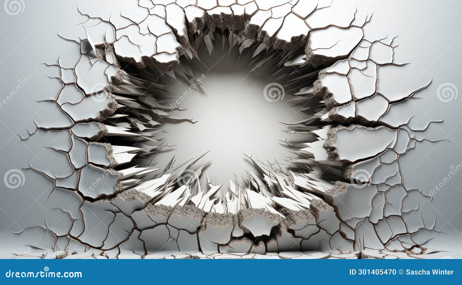 Fractured Perspective: 3D Cracked Hole Stock Photo - Image of reality ...