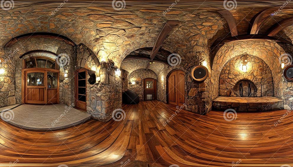 Experience Immersive 360-degree Panoramic Views of a Rustic Stone ...