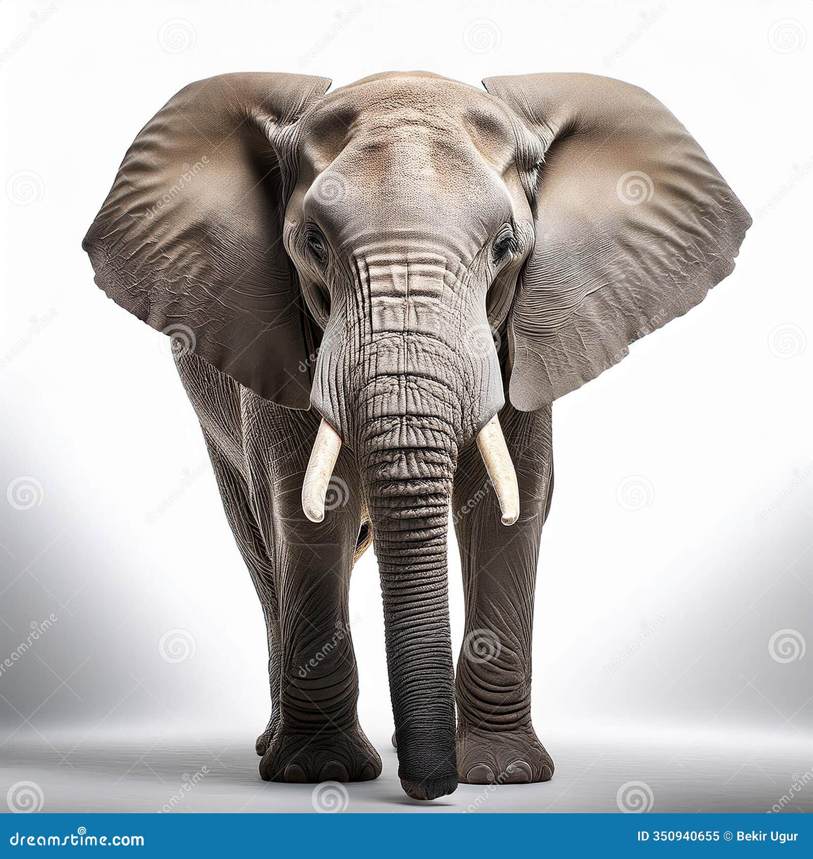 Realistic Elephant In Pixar Style On White Background In 8k Uhd. Stock ...