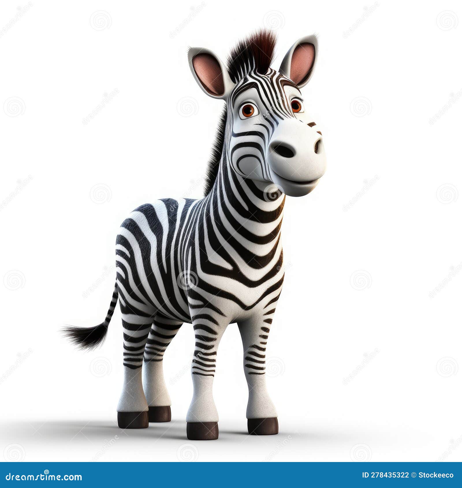 Realistic Zebra in Pixar Style on White Background in 8k Uhd Stock ...
