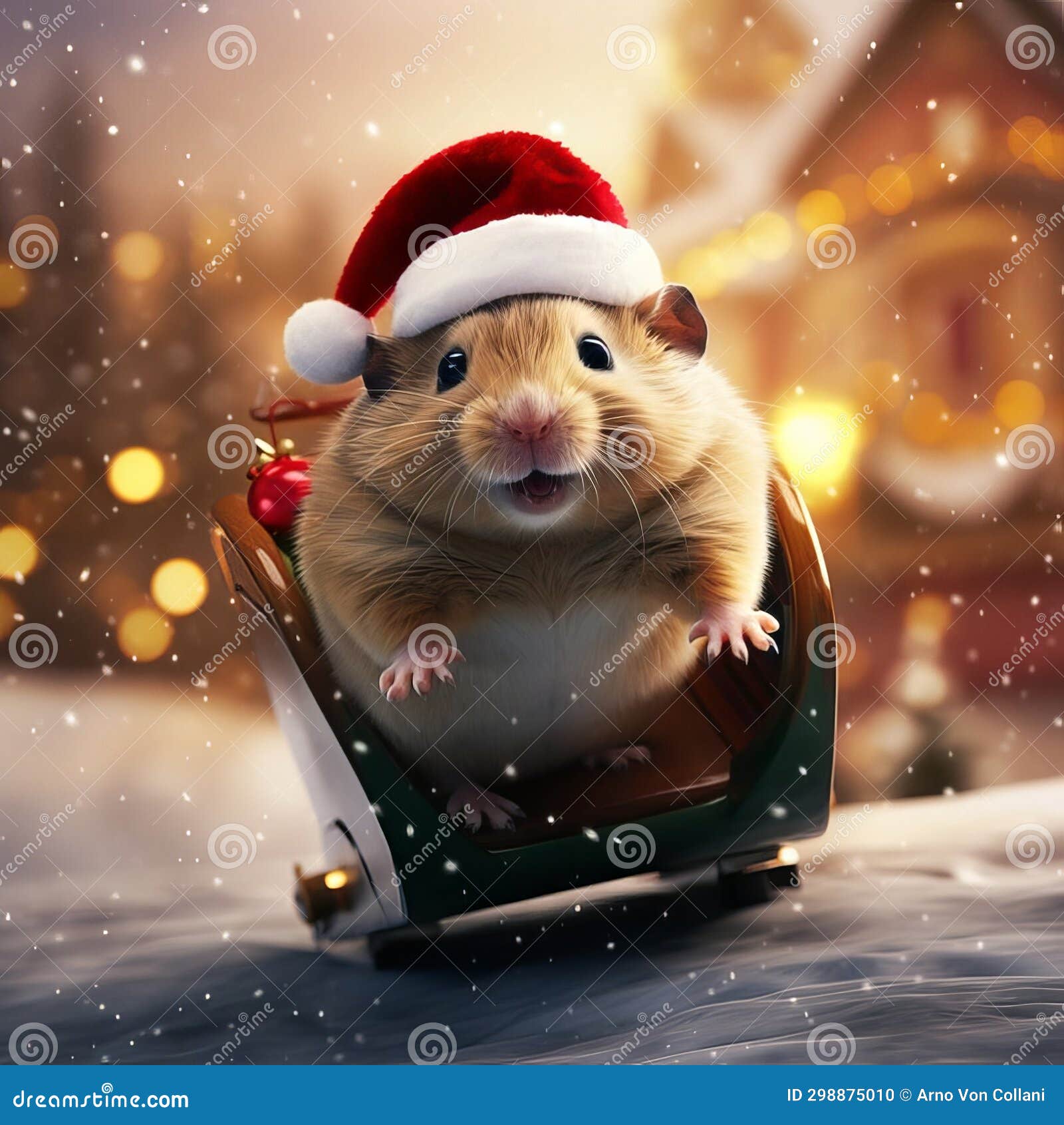Whimsical Winter Ride: Hamster S Sled Adventure in Snow Wonderland ...