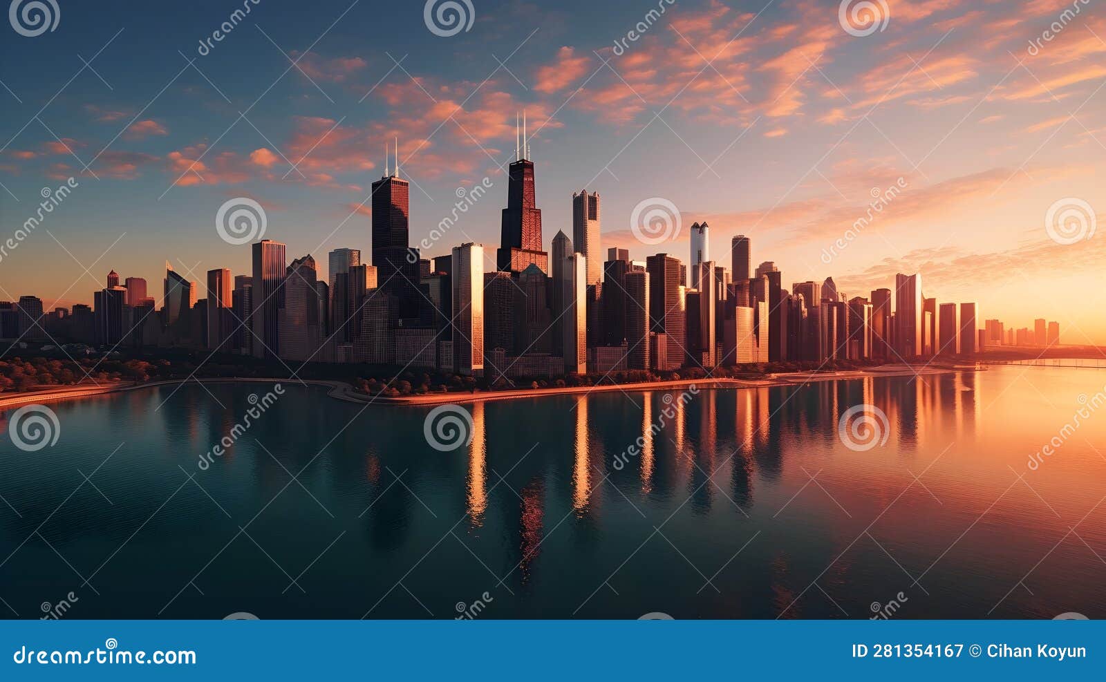 Experience the Joy of Exploring Chicago S Skyline Stock Illustration ...
