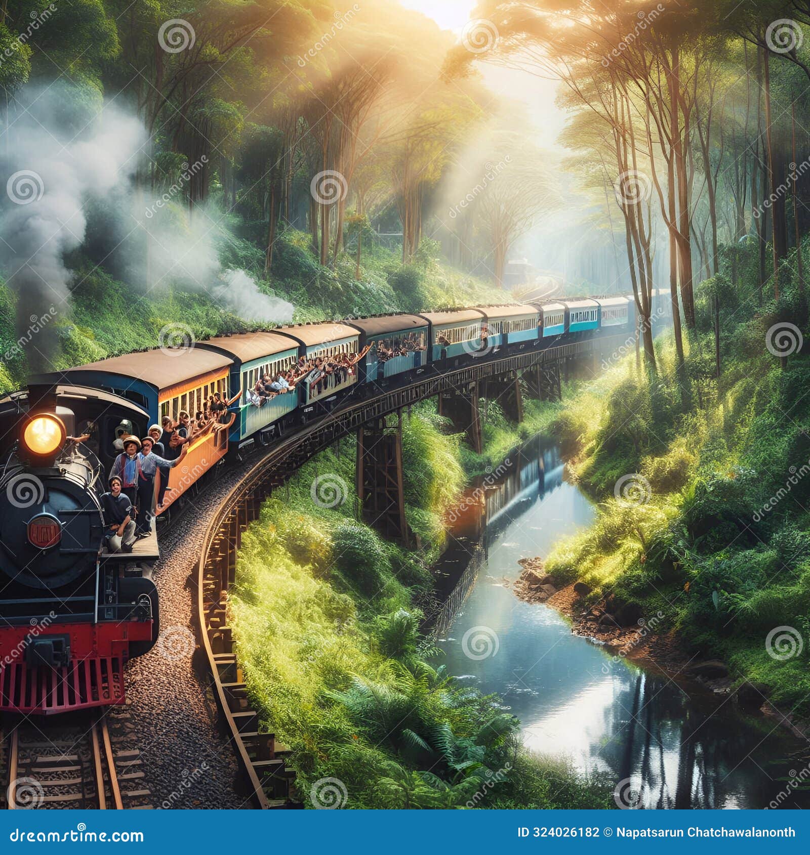 Scenic Adventure: Train Ride through Nature S Beauty, Generative AI ...