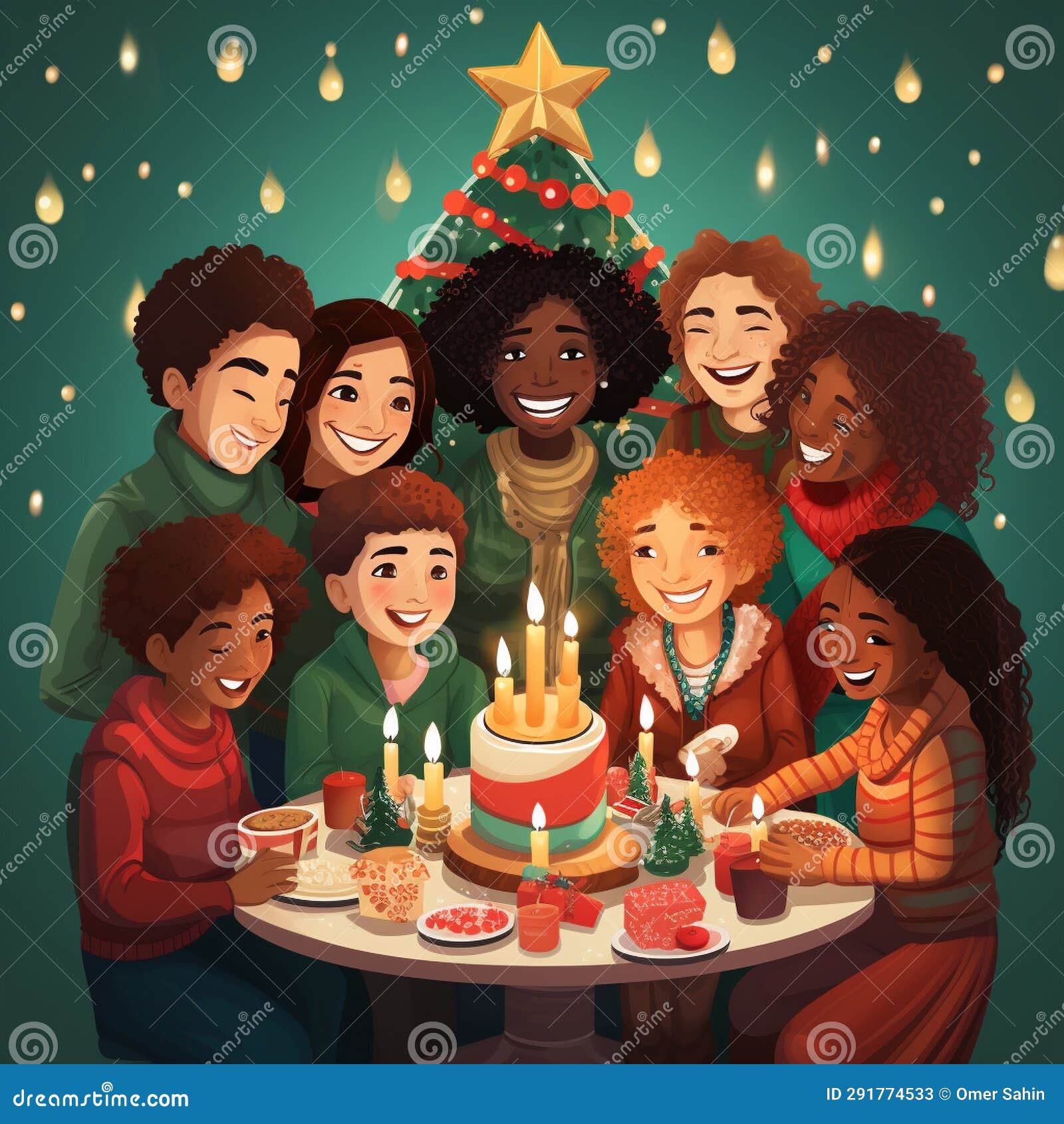 Inclusive Holiday Celebration Stock Illustration - Illustration of ...