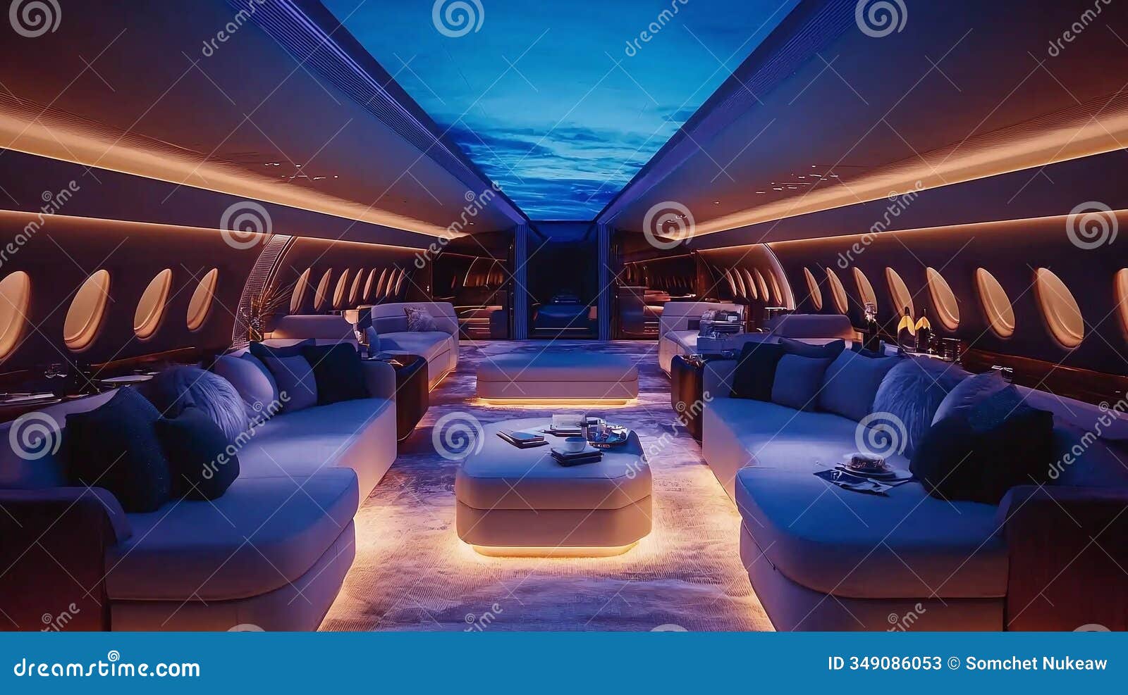 Experience Luxurious Private Jet Interiors with Panoramic Sky Views for ...