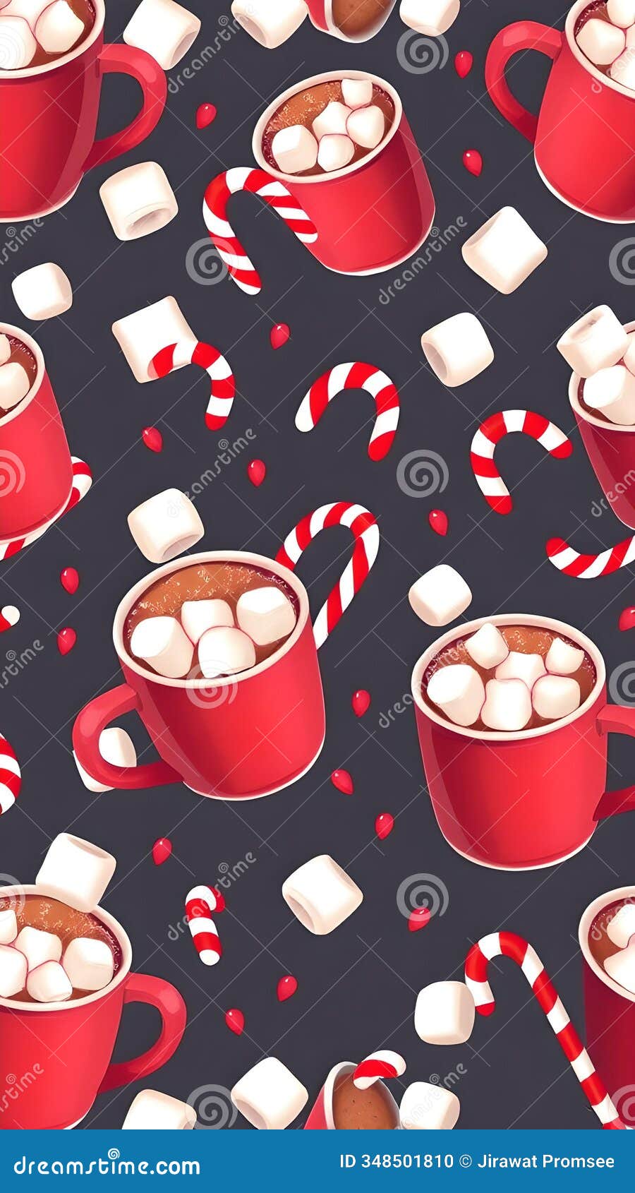 Christmas Hot Cocoa Pattern: Marshmallows, Candy Canes & High-Res ...